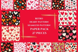 RETRO Heart Pattern Valentine Paper Pack Graphic by GoldQuixote ...
