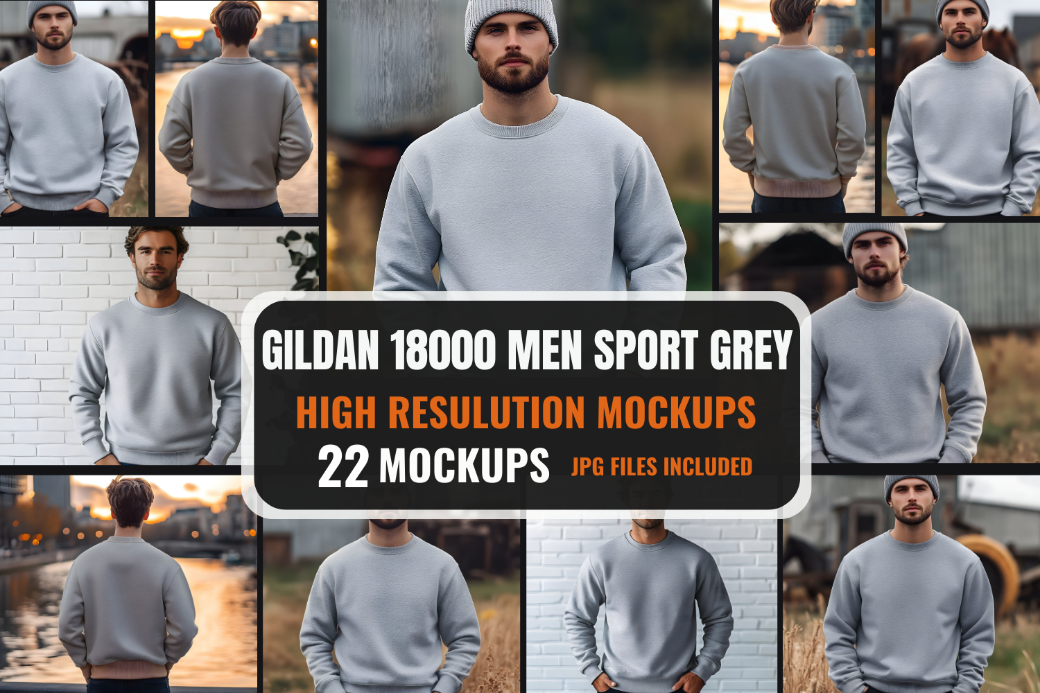 Gildan 18000 Men Sport Grey Mockups Graphic by POD Mockup SHop ...