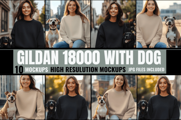 Gildan 18000 with Dog Mockup Bundle Graphic by POD Mockup SHop ...