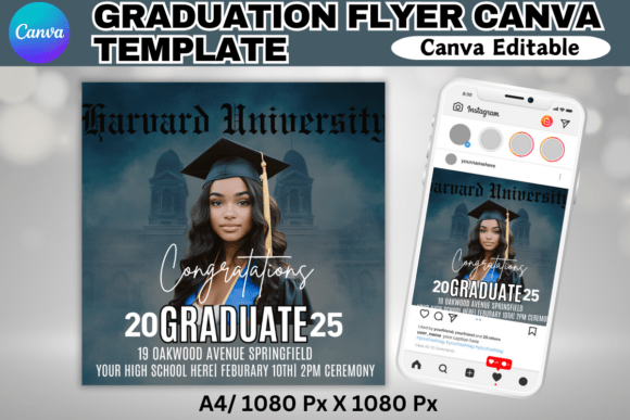 Editable Graduation Flyer Canva Template Graphic by Nishat Graphic ...