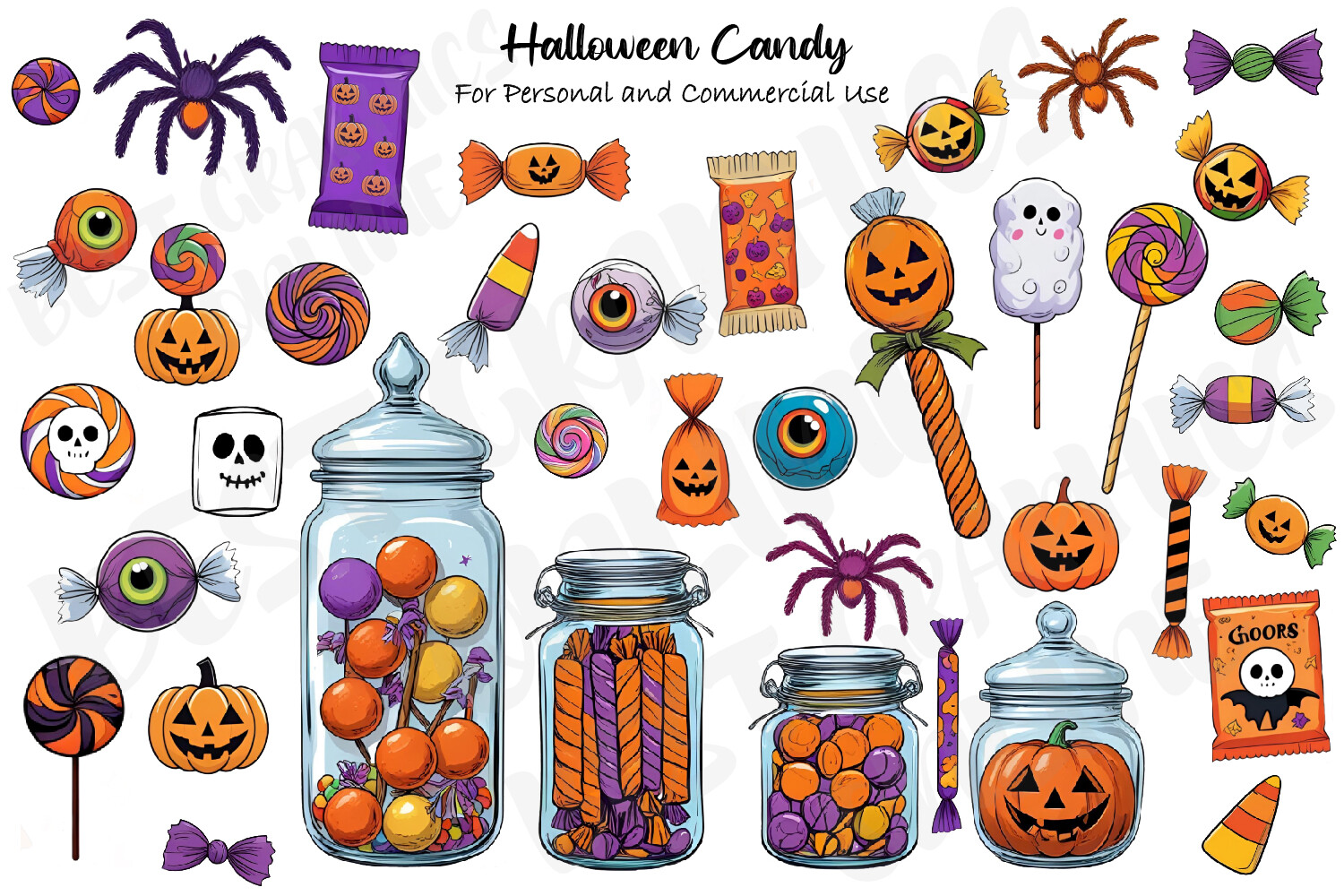 Halloween Candy Clipart Trick or Treat Graphic by bestgraphicsonline ...