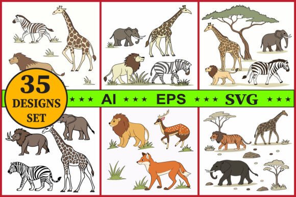 Wild Jungle Animal Vector Clipart Set Graphic by rangita store ...