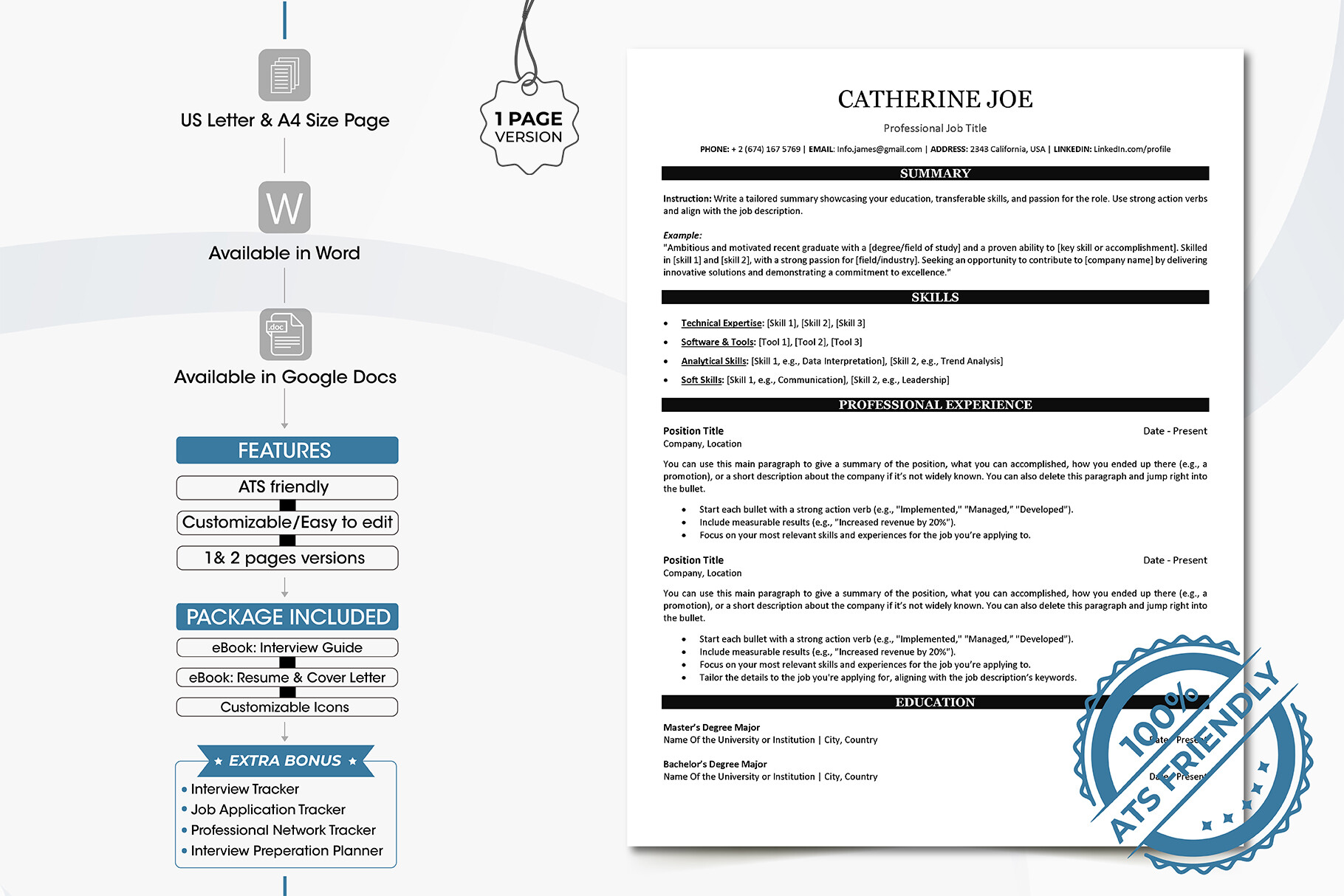 ATS Resume | Google Docs | MS Word Graphic by DocStudio_Int · Creative ...