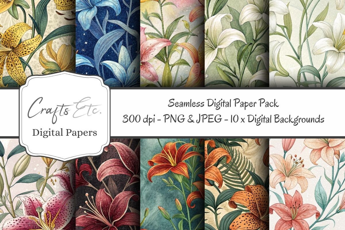 Lily Seamless Digital Paper Collection Graphic by Crafts Etc Art ...