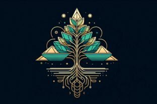🌳 Futuristic Tree in Emerald and Gold, Gráfico por Creativeguru ...