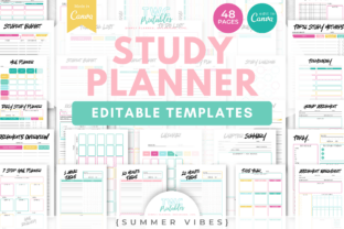 Study Planner Canva Templates | SUMMER Graphic by TWCprintables ...