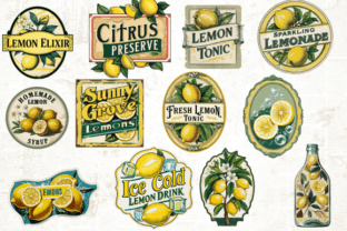 Vintage Lemon Labels Clipart Graphic by Yassou Bouhad · Creative Fabrica