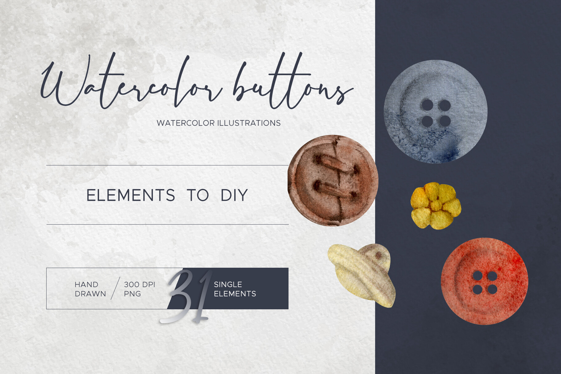 Watercolor Buttons. Single Elements Graphic by msflaffy · Creative Fabrica