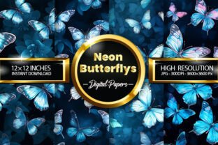 Neon Butterflys Digital Papers Graphic by Hurairagraphics · Creative ...