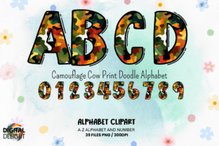 Camouflage Cow Print Doodle Alphabet Graphic by Digital Delights ...