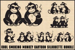 Cool Smoking Monkey Silhouettes Graphic by Designs River · Creative Fabrica