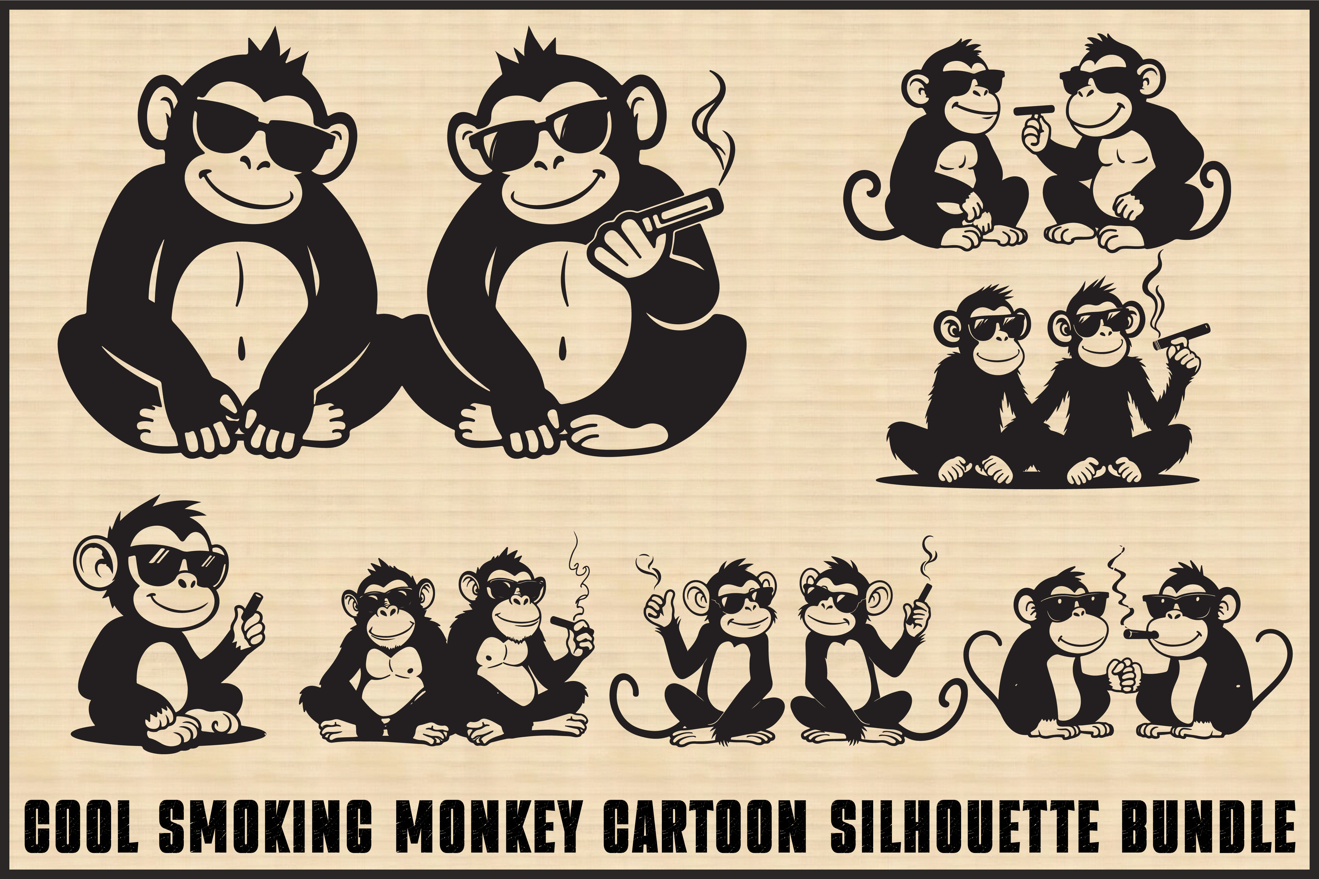 Cool Smoking Monkey Silhouettes Graphic by Designs River · Creative Fabrica