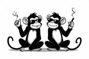 Cool Smoking Monkey Silhouettes Graphic by Designs River · Creative Fabrica