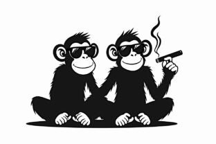 Cool Smoking Monkey Silhouettes Graphic by Designs River · Creative Fabrica