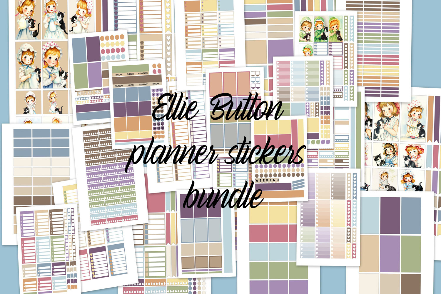 Ellie Button Planner Stickers Bundle Graphic by Andrea Kostelic ...