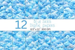 Blue Skies Digital Papers Graphic by Hippo and Kiwi Studio · Creative ...