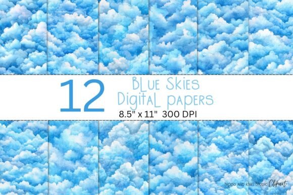 Blue Skies Digital Papers Graphic by Hippo and Kiwi Studio · Creative ...