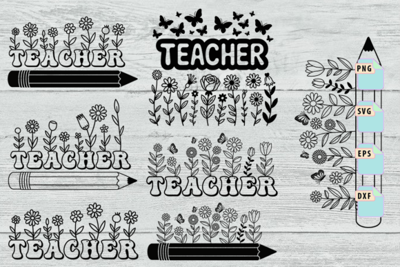 Teacher SVG, Floral Teacher Svg Bundle Graphic by SilhouetteStyle ...