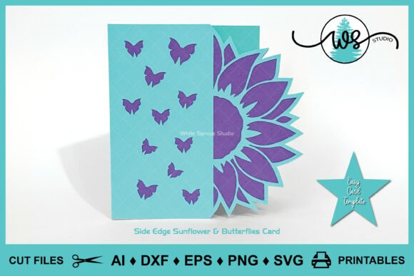 Sunflower Butterflies Card Template SVG · Creative Fabrica