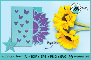 Sunflower Butterflies Card Template SVG · Creative Fabrica