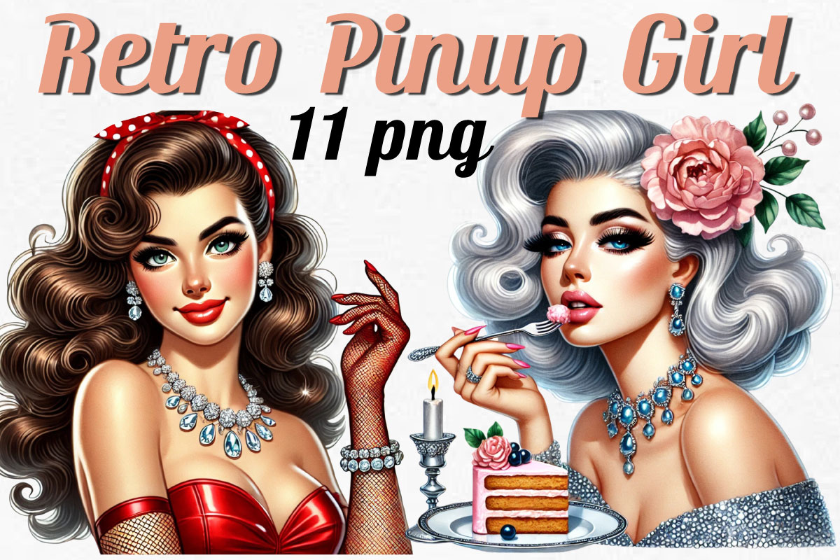 Retro Pinup Girl, Pin Up Girls Clipart Graphic by Ak Artwork · Creative ...