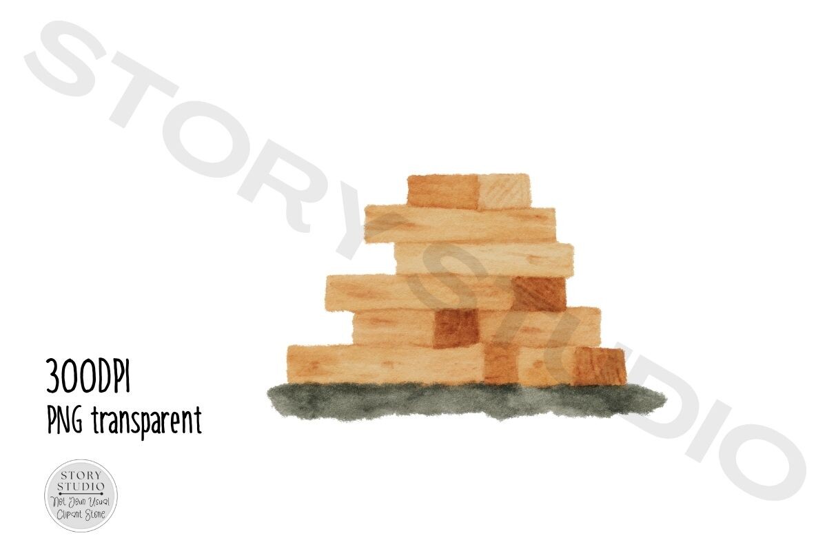 Wooden Brick Stack on Ground Graphic by Story Studio · Creative Fabrica