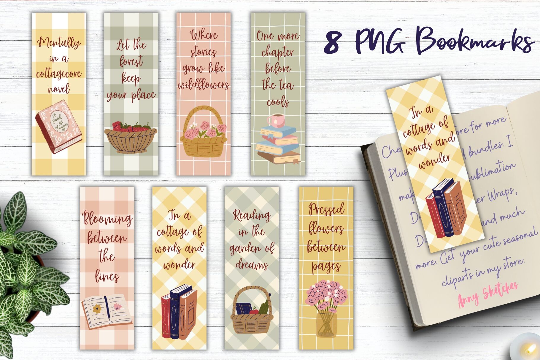 Cottagecore Aesthetic Bookmarks Bundle Graphic by Anny Sketches ...