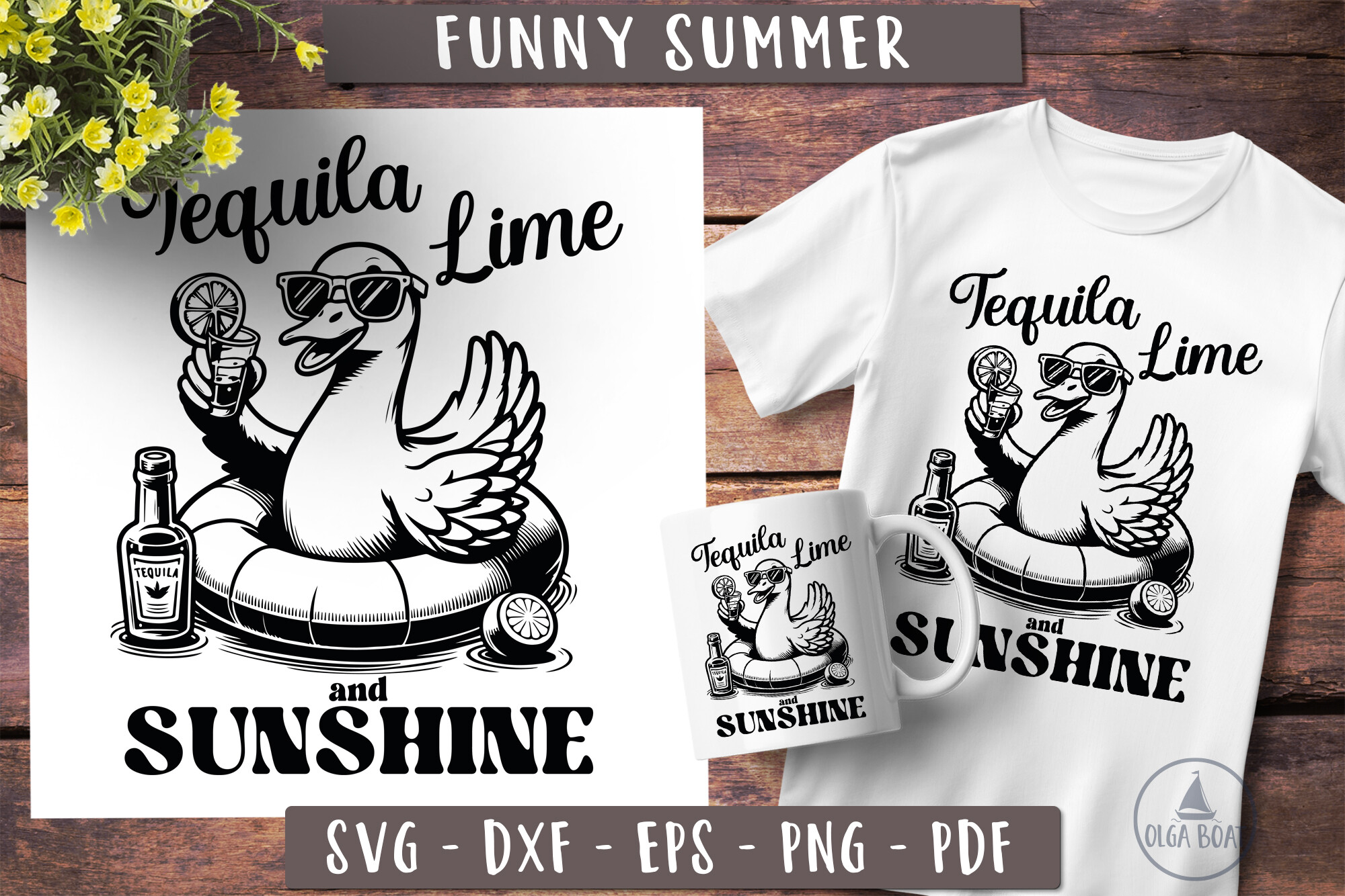 Funny Goose Svg Beach Tequila Summer Graphic by Olga Boat Design ...