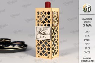 Wine Bottle Gift Box Laser Cut · Creative Fabrica