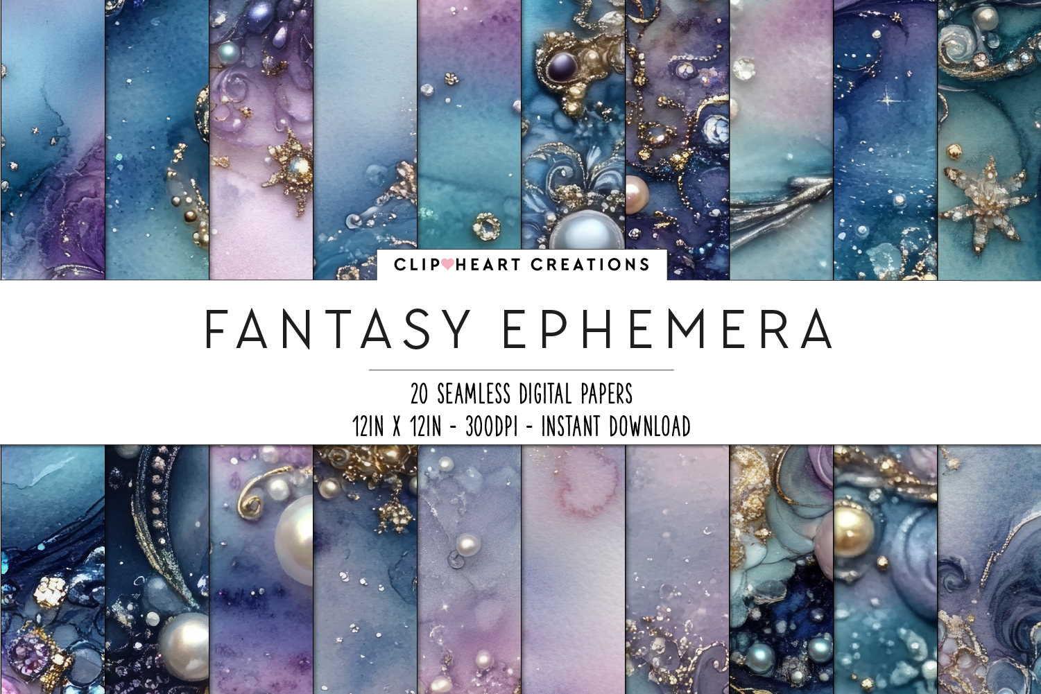 Fantasy Ephemera Digital Paper Pack Graphic by clipheartcreations ...