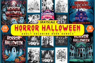Grayscale Horror Halloween Coloring Book Graphic by PIXEL CRAFT STUDIO ...