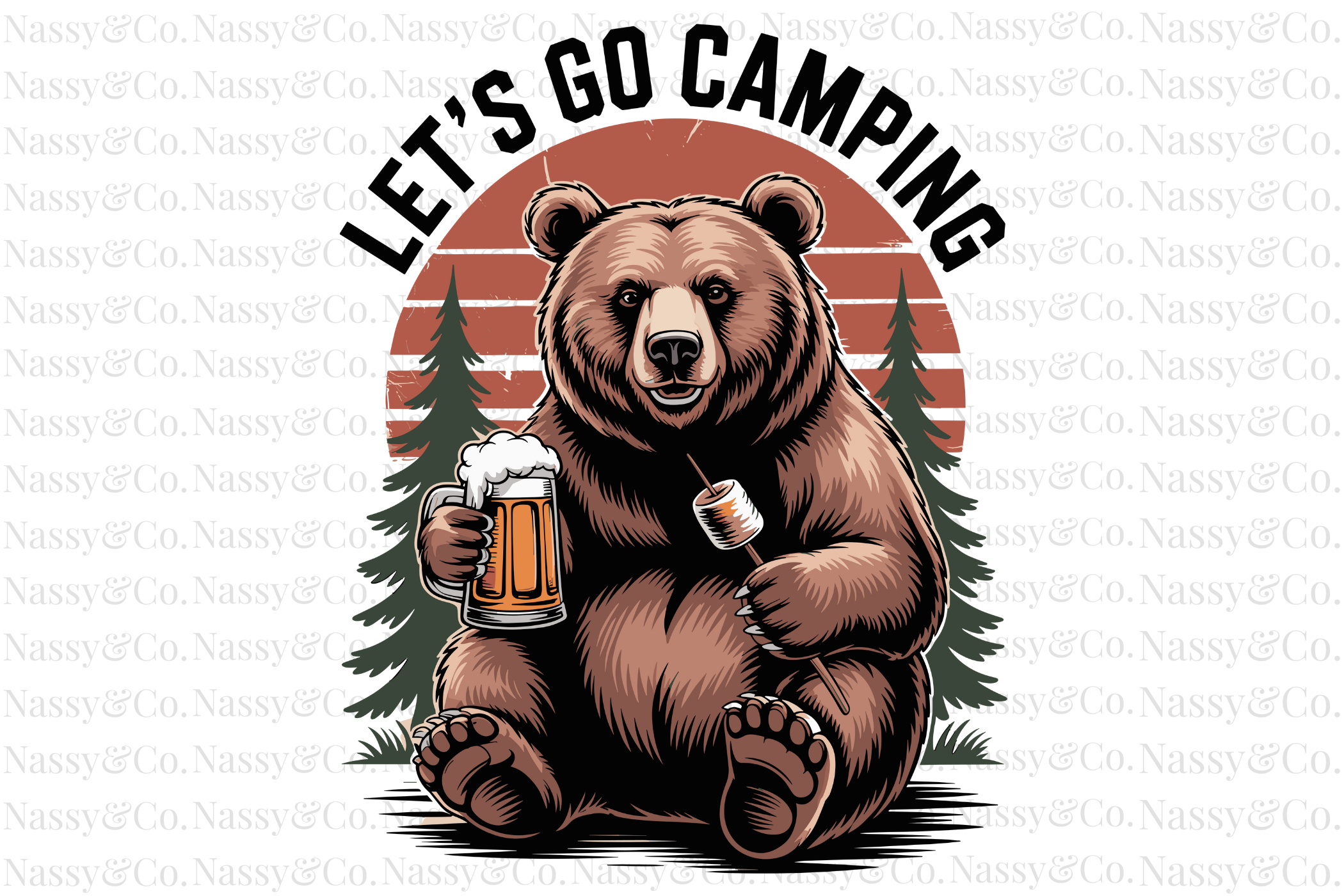 Let's Go Camping Bear Camper Life PNG Graphic by NASSY Designs ...
