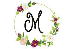 Frame Roses Monogram Letter M · Creative Fabrica