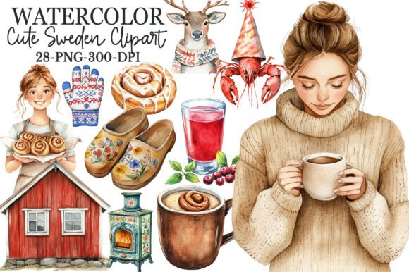 Watercolor Sweden Clipart Graphic by Rose Art · Creative Fabrica