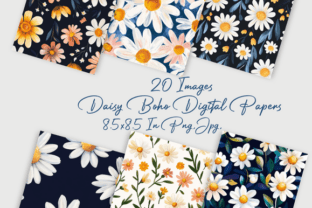 Daisy Boho Digital Papers Graphic by Craft Studios · Creative Fabrica
