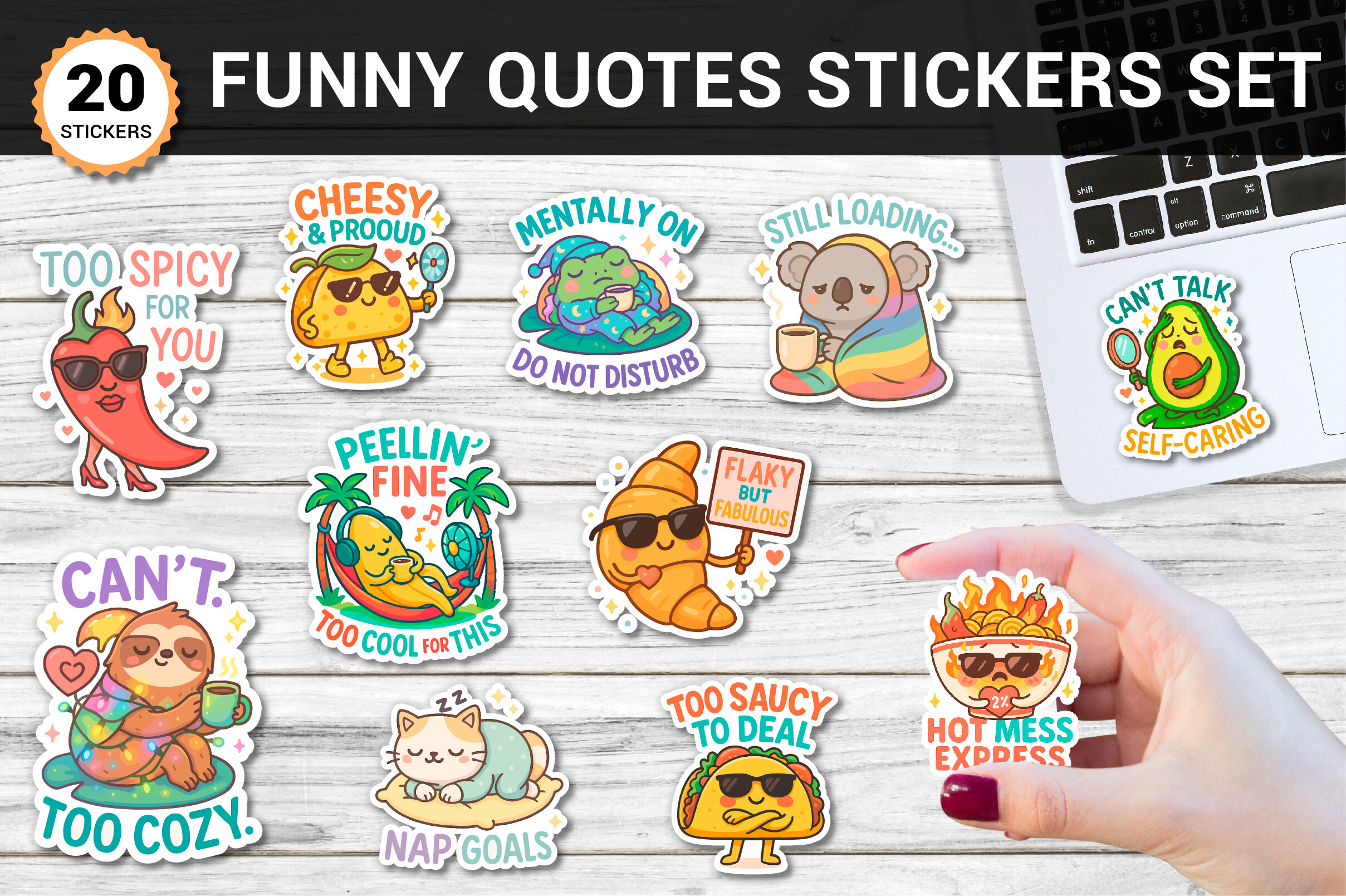 Funny Quotes Stickers Set PNG Graphic by Bright Little Minds · Creative ...