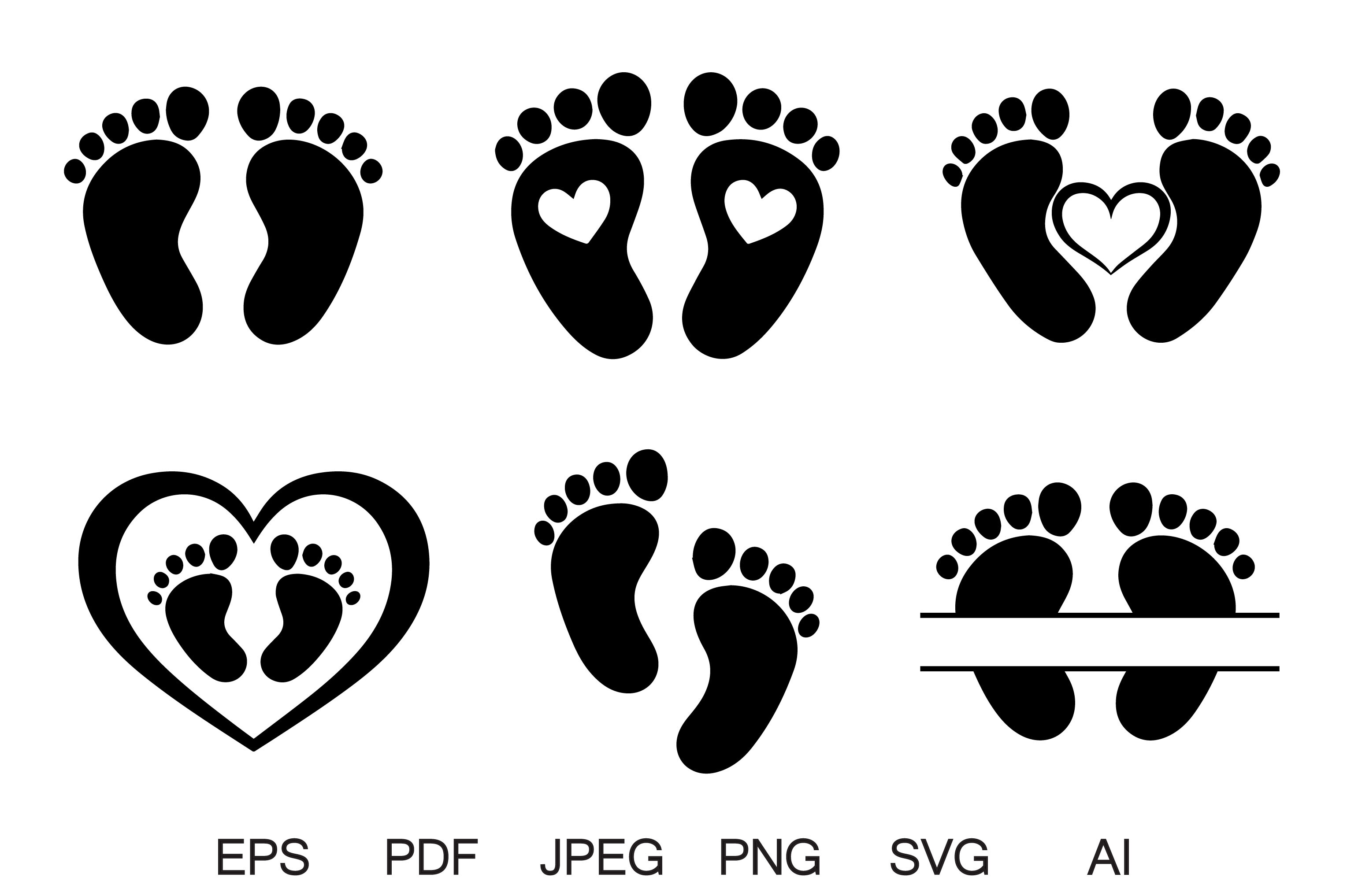 Baby Feet Heart SVG Bundle Graphic by Silhouette Station · Creative Fabrica