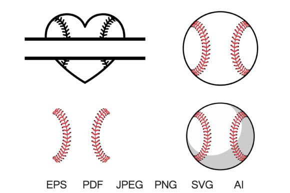 Baseball Heart and Stitch Bundle Graphic by Silhouette Station ...