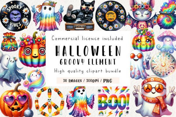 Groovy Halloween Element Clipart Graphic by Dreamshop · Creative Fabrica