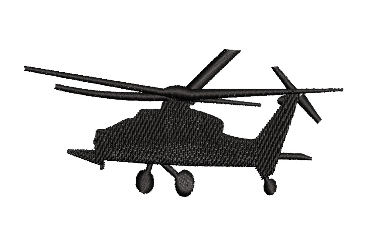 Military Helicopter Silhouette Embroidery Design · Creative Fabrica