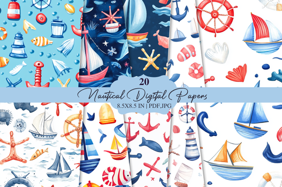Nautical Digital Papers Graphic by Craft Studios · Creative Fabrica