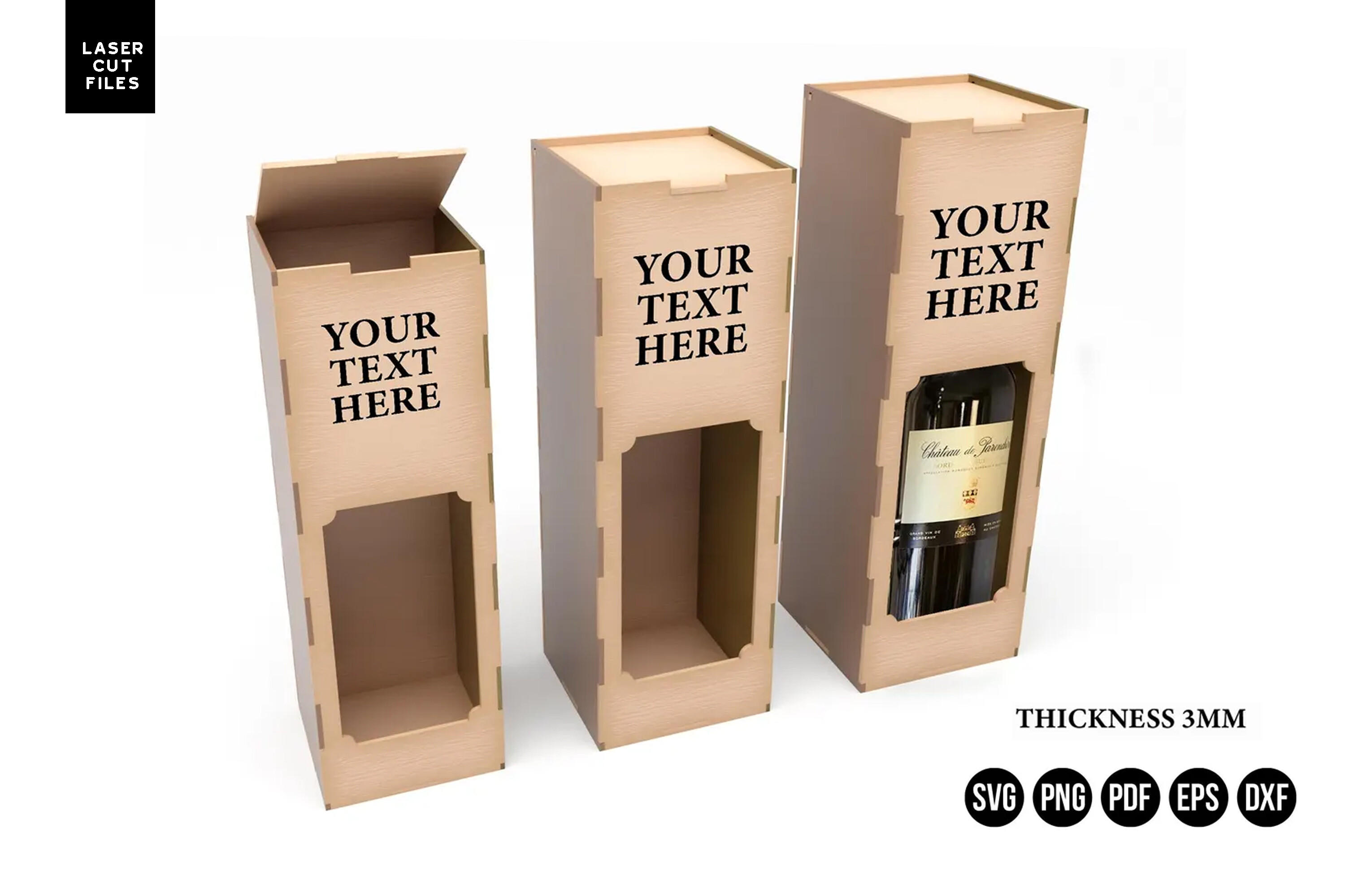 Wine Box Laser Cut Template Gift Box SVG · Creative Fabrica