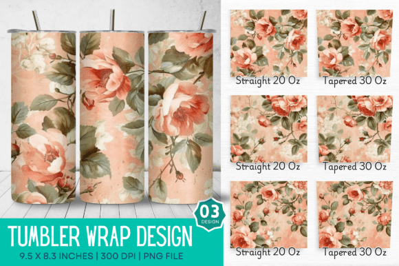 Cottage Chic Peach Sublimation Tumbler Graphic by Digital_Art12 ...