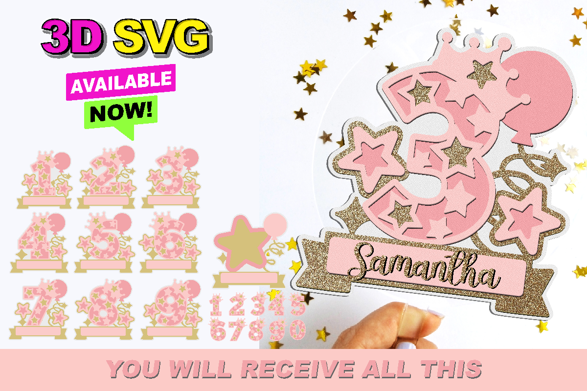 Princess Cake Topper 3D SVG · Creative Fabrica