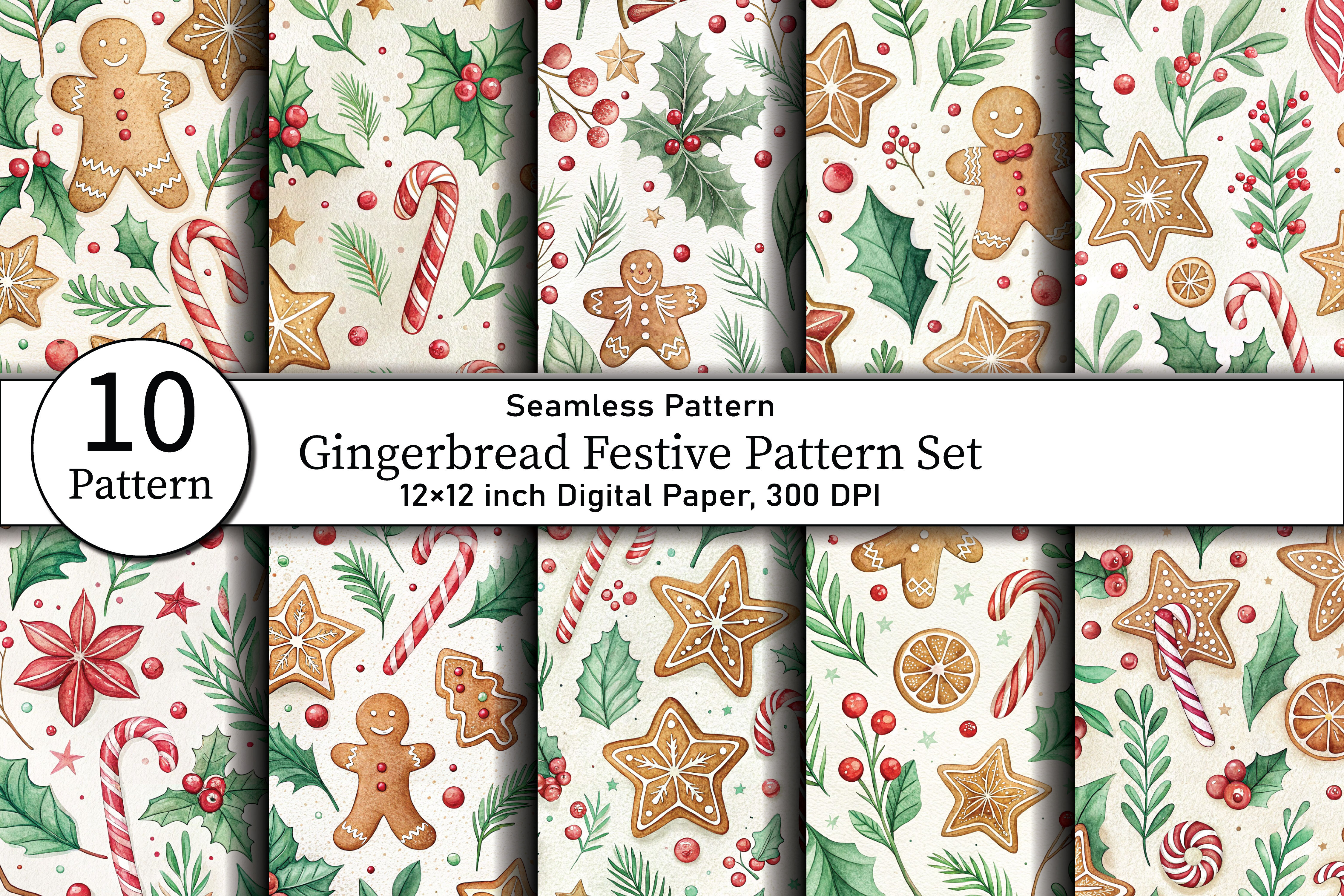 Gingerbread Festive Pattern Set Graphic by Design Store · Creative Fabrica