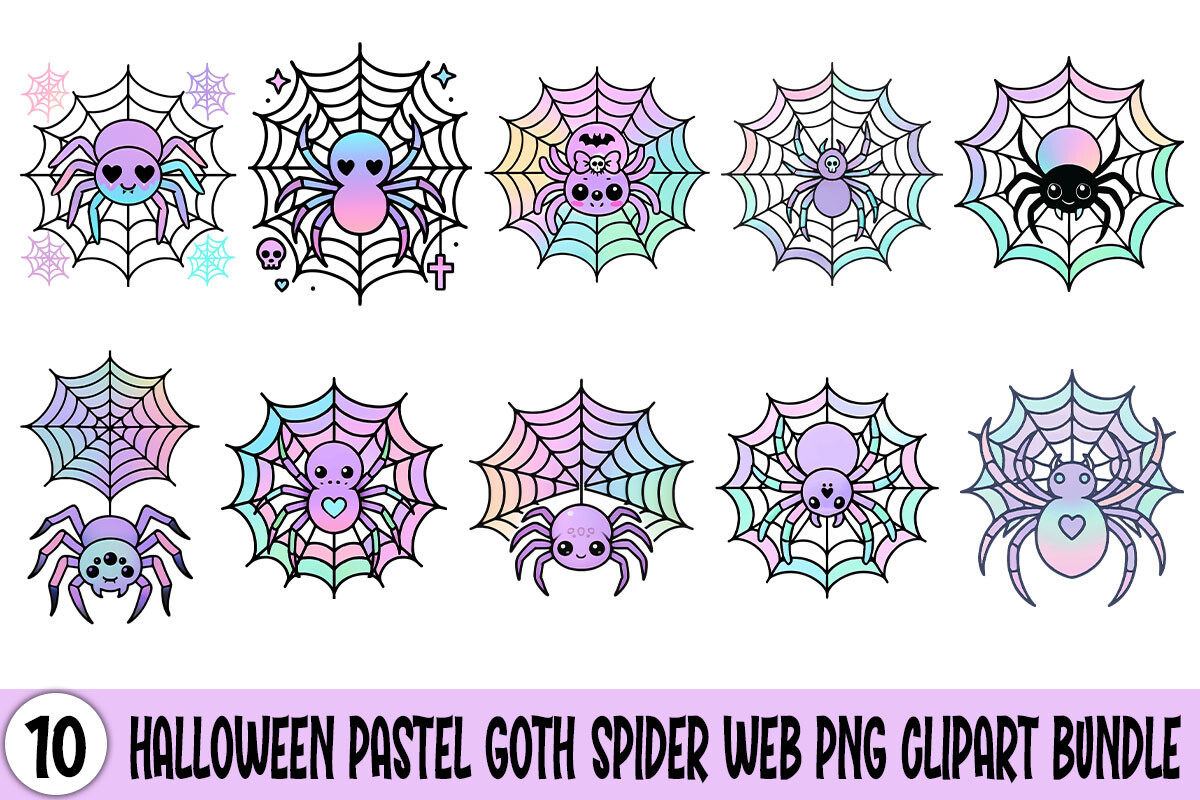 Halloween Pastel Goth Spider Web PNG Graphic by TrendyCreative ...