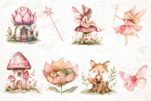 Watercolor Pink Woodland Fairy Clipart Graphic by Yassou Bouhad ...