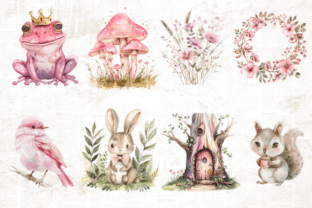 Watercolor Pink Woodland Fairy Clipart Graphic by Yassou Bouhad ...