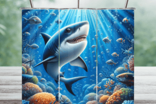 Happy Shark Tumbler Wrap Sublimation PNG Graphic by Cozy Creator ...