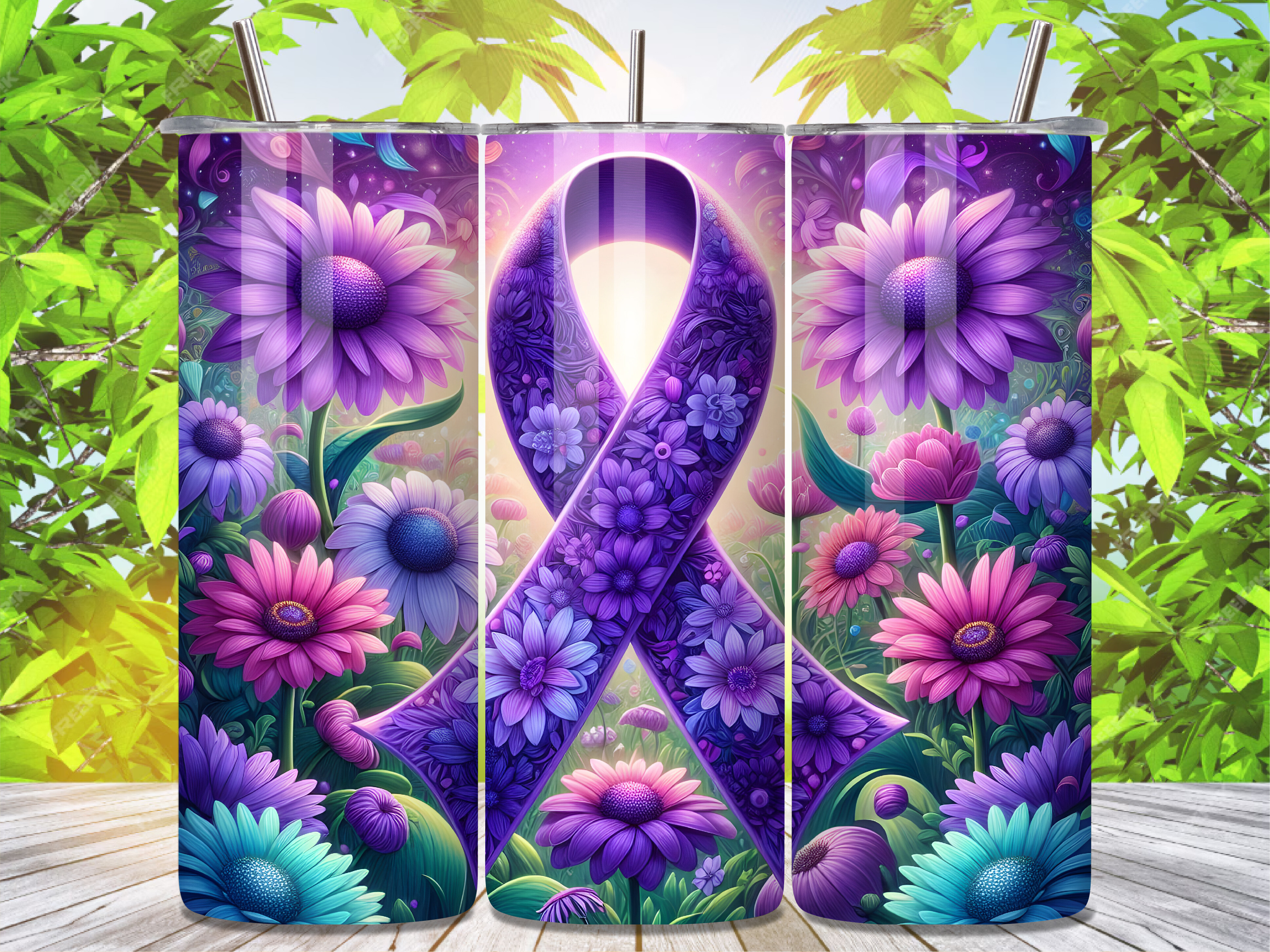 Purple Ribbon Awareness Tumbler Wrap Graphic by Art Zone · Creative Fabrica